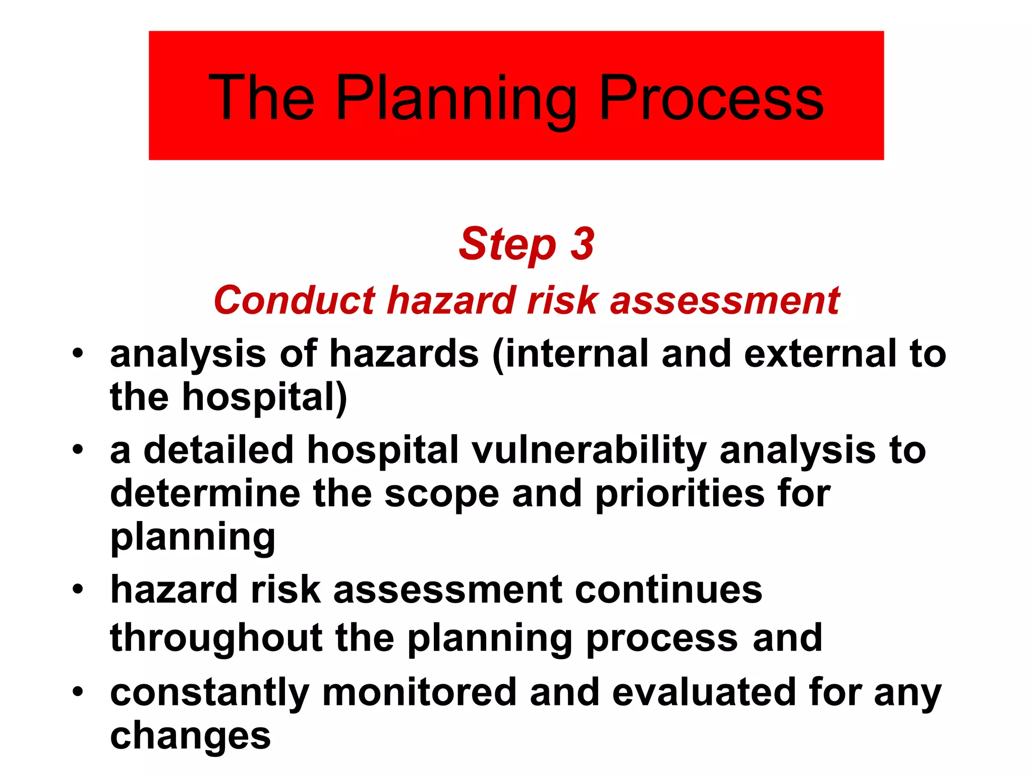 DISASTER MANAGEMENT 6-Emergency planning process.ppt | Medical Health