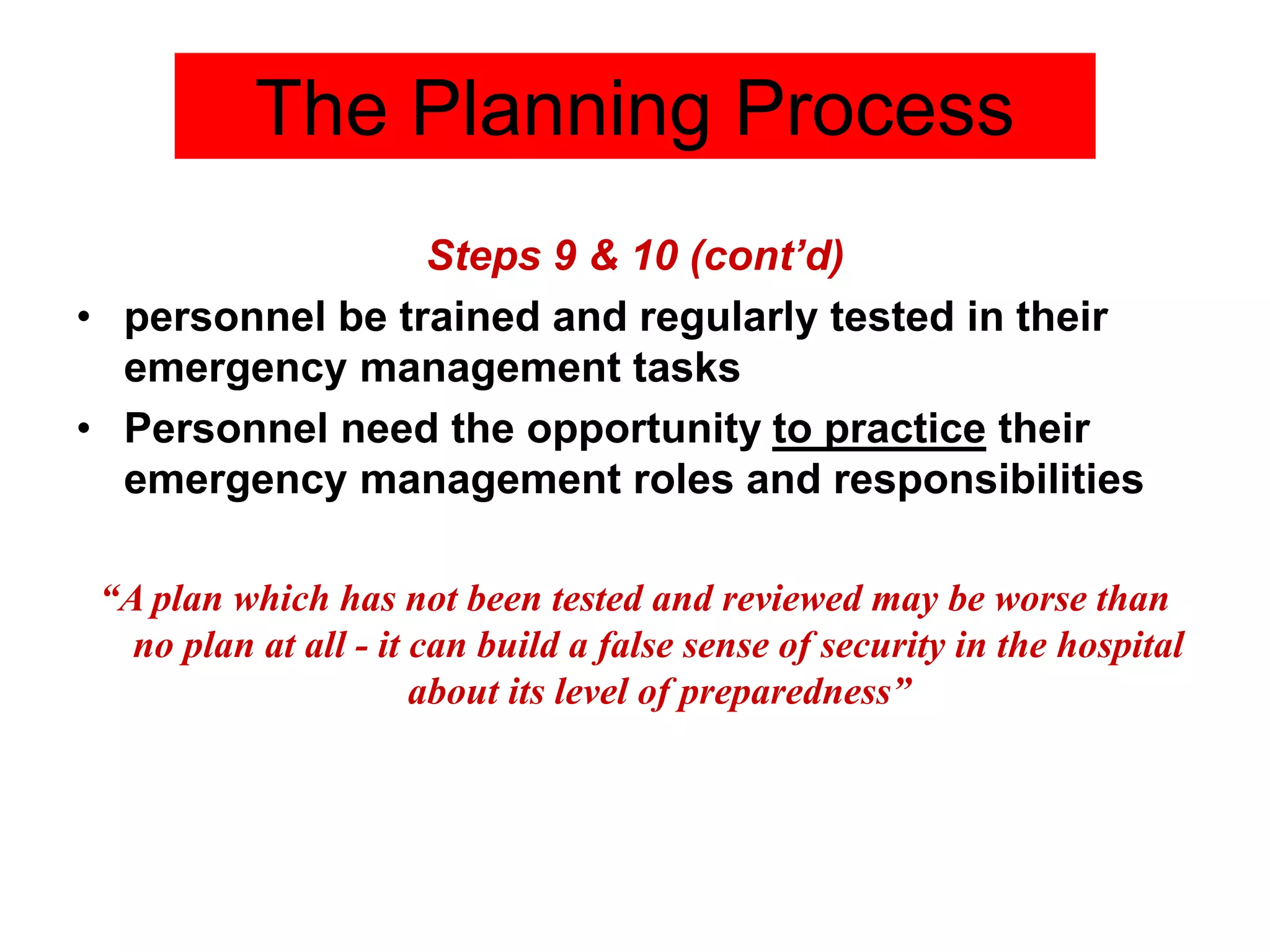 DISASTER MANAGEMENT 6-Emergency planning process.ppt | Medical Health