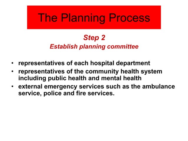 DISASTER MANAGEMENT 6-Emergency planning process.ppt | Medical Health