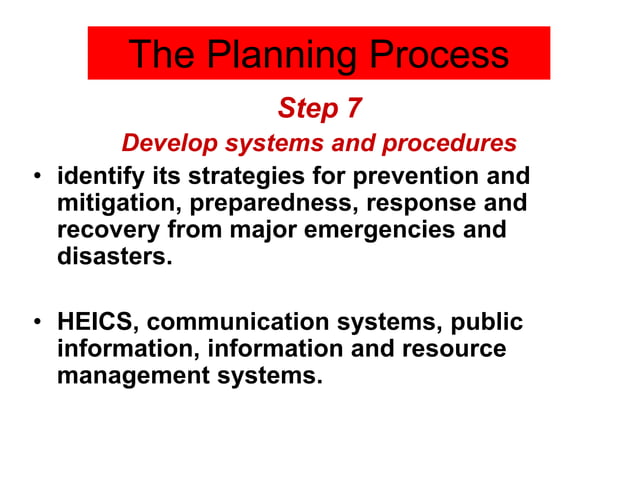 DISASTER MANAGEMENT 6-Emergency planning process.ppt | Medical Health