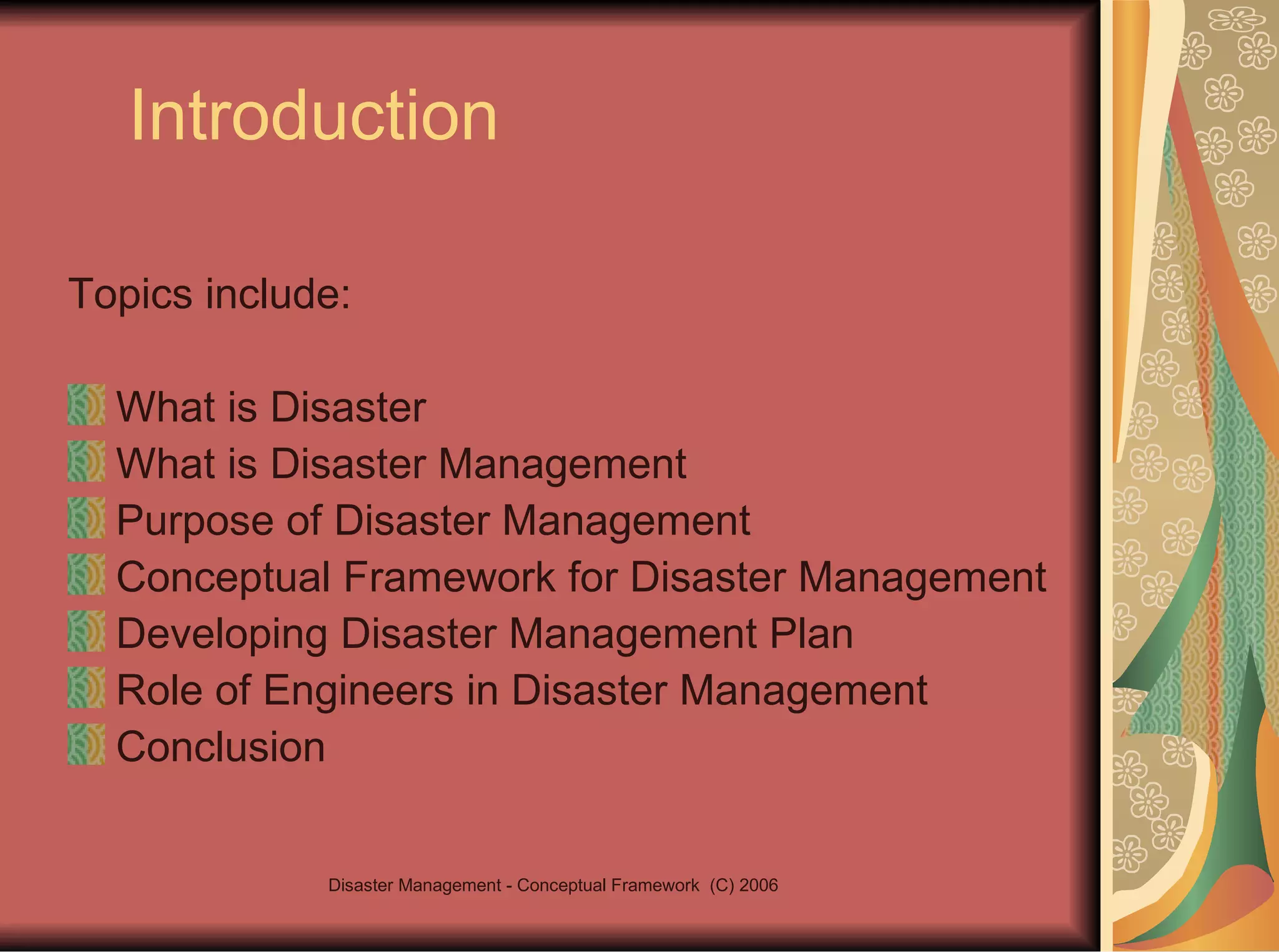 Disaster Management Conceptual Framework Basic Issues | PPT