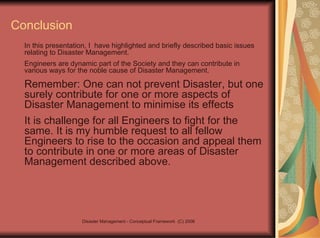 Disaster Management Conceptual Framework Basic Issues | PPT