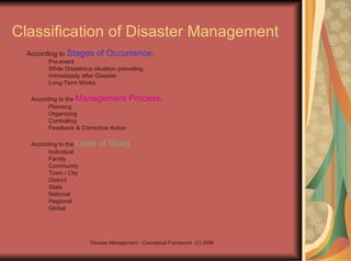 Disaster Management Conceptual Framework Basic Issues | PPT