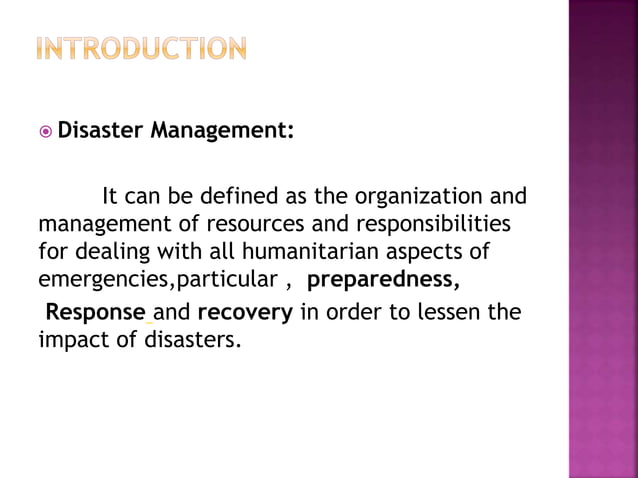 Disaster management cycle | PPTX