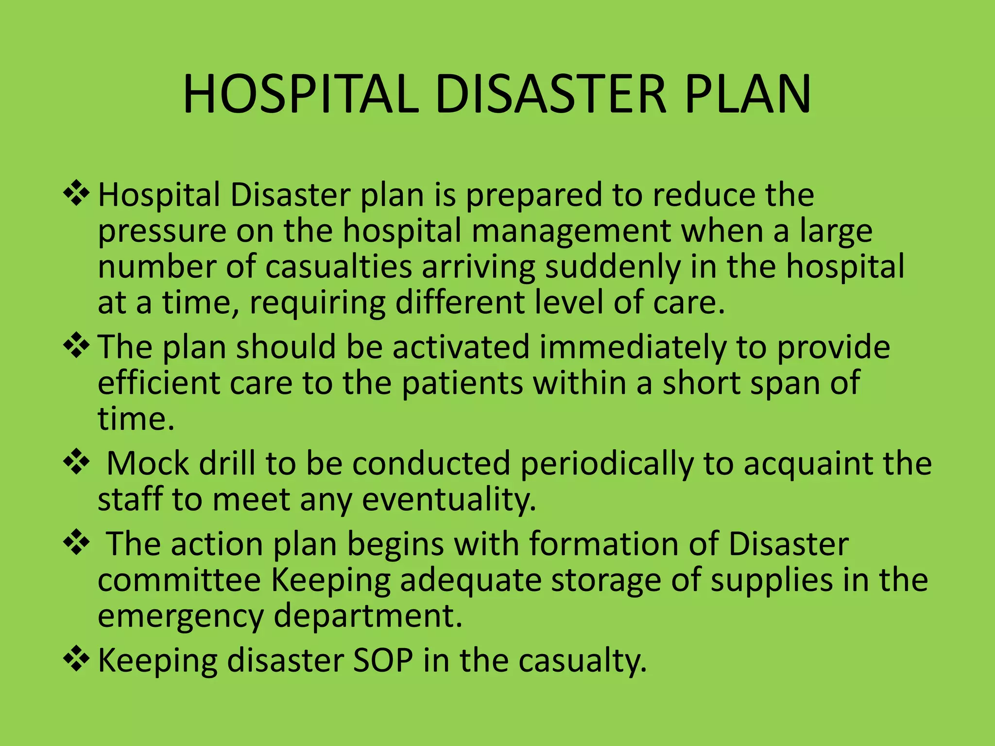 Disaster management in hospital ppt | PPTX