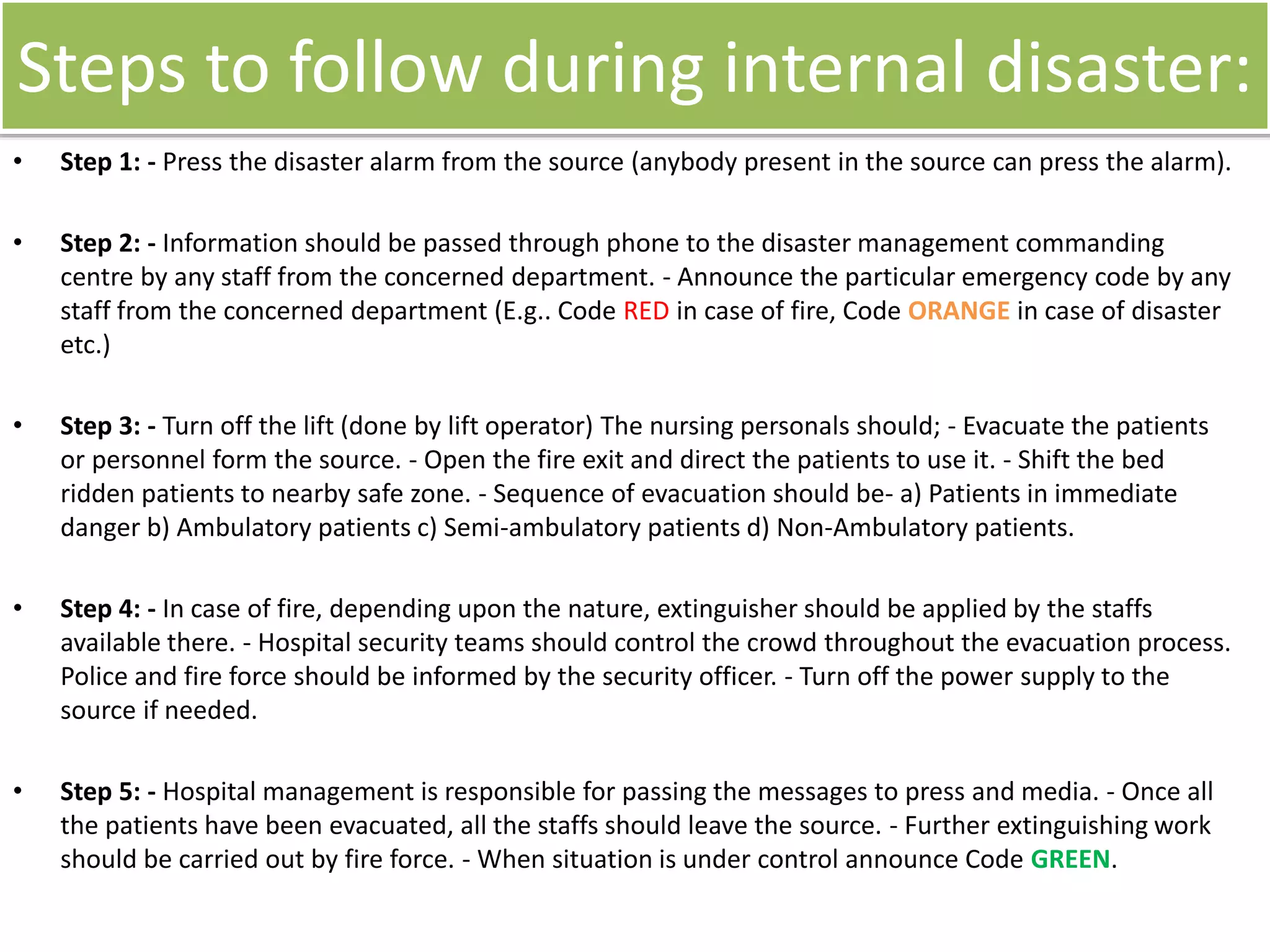Disaster management in hospital ppt | PPTX