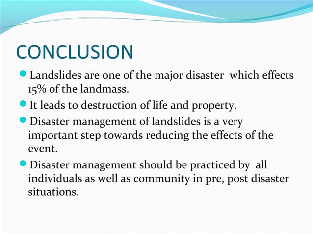Disaster management landslide | PPT | Geography | Science