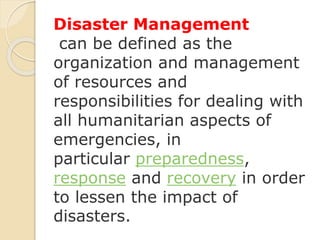 International Management Of Disaster | PPT