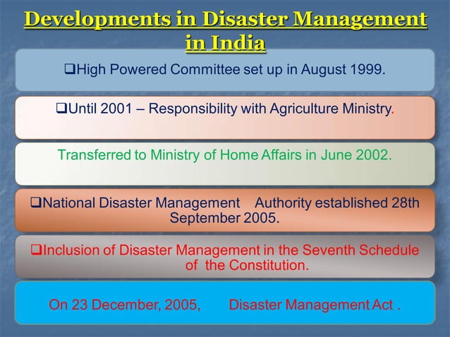 Disaster management Organizations of India and International peterpdb ...