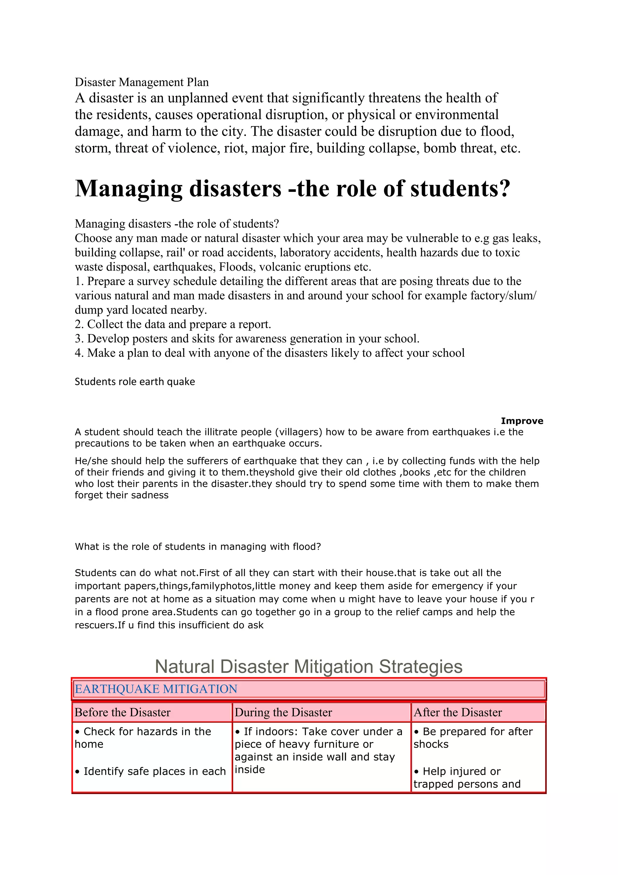 Disaster management plan | PDF
