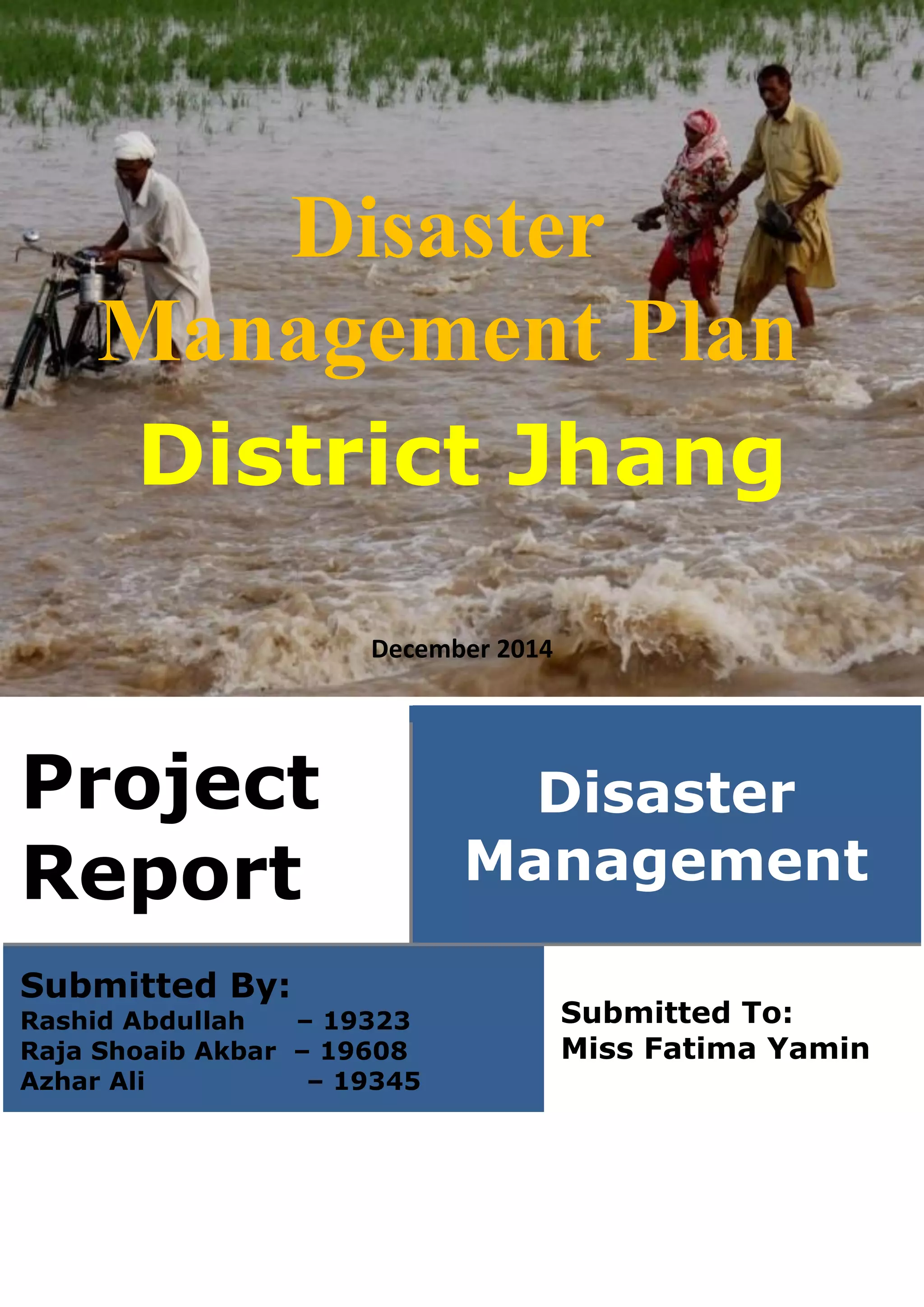 Disaster management plan 2014 floods -Jhang | PDF