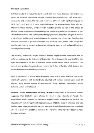 Disaster management plan 2014 floods -Jhang | PDF
