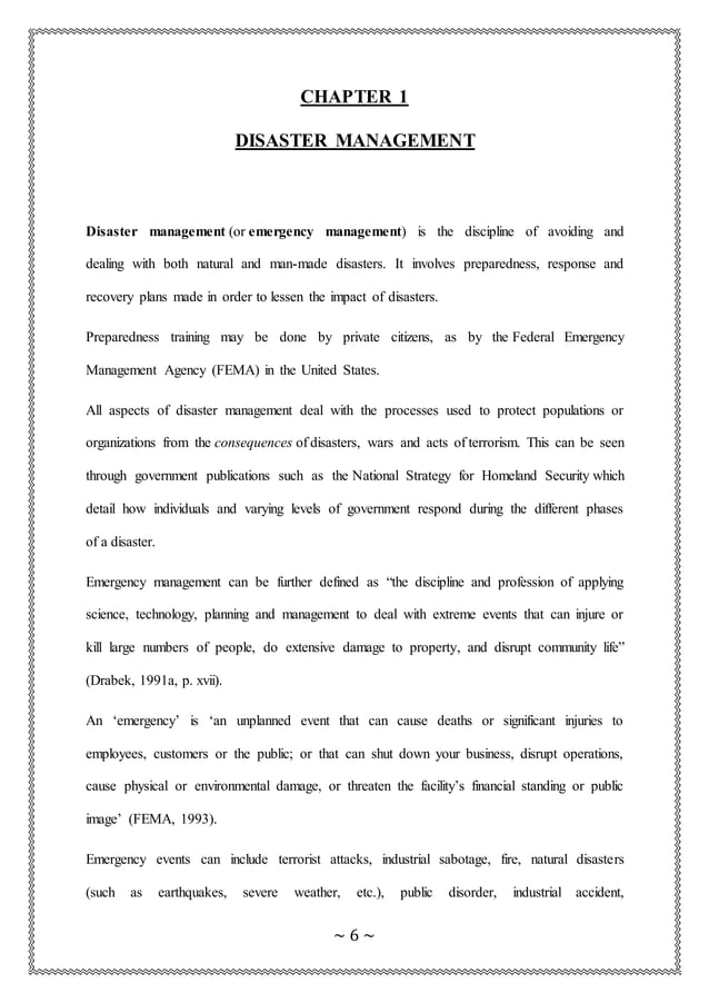 Disaster management project | DOCX | First Aid | Injuries