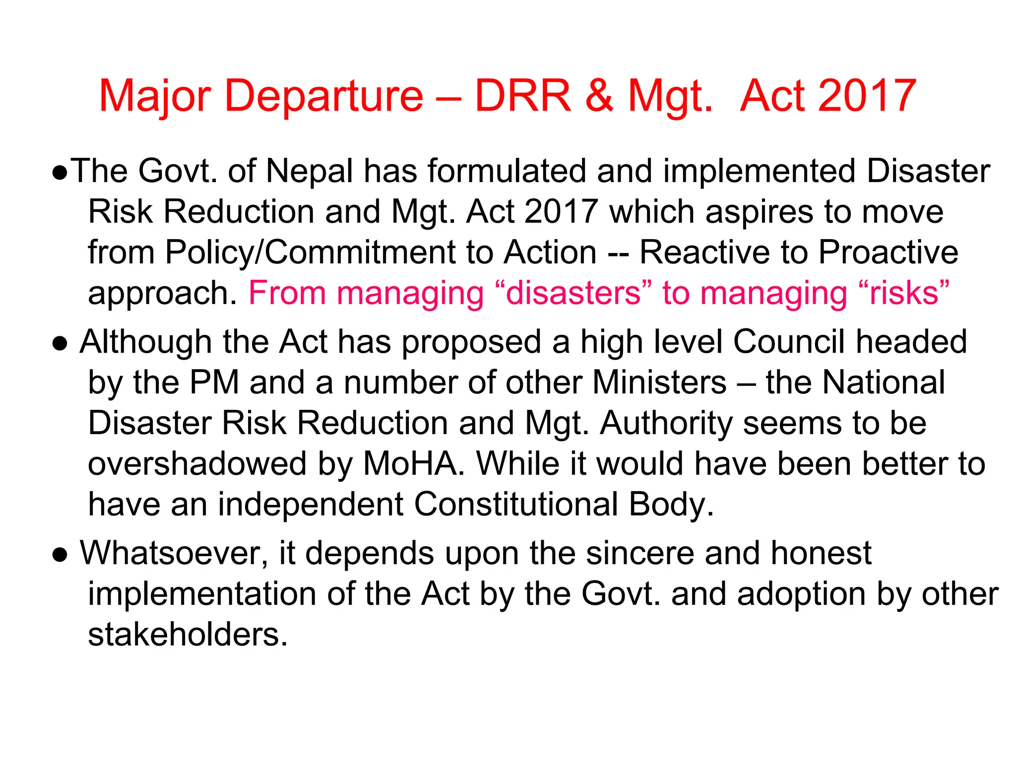 Disaster Management System in Nepal (Policies, Acts, Rules, Regulations ...