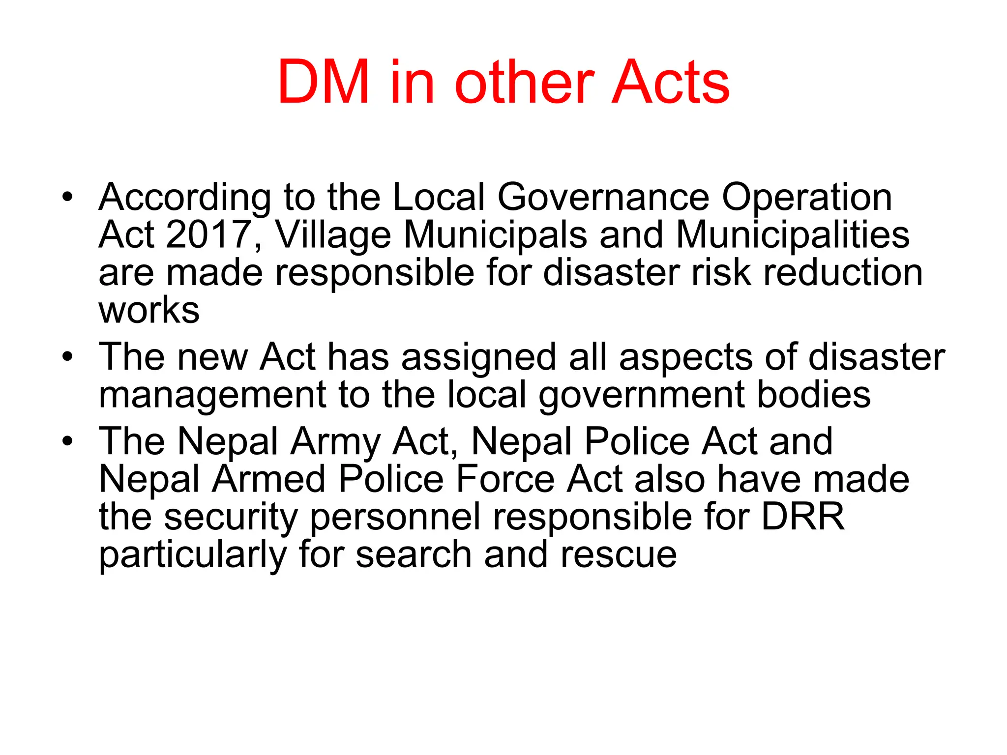 Disaster Management System in Nepal (Policies, Acts, Rules, Regulations ...