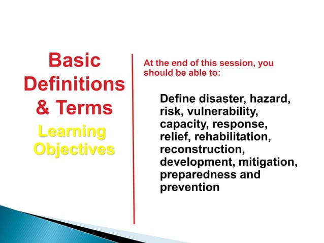 Disaster management terminology | PPTX | Environment | Science