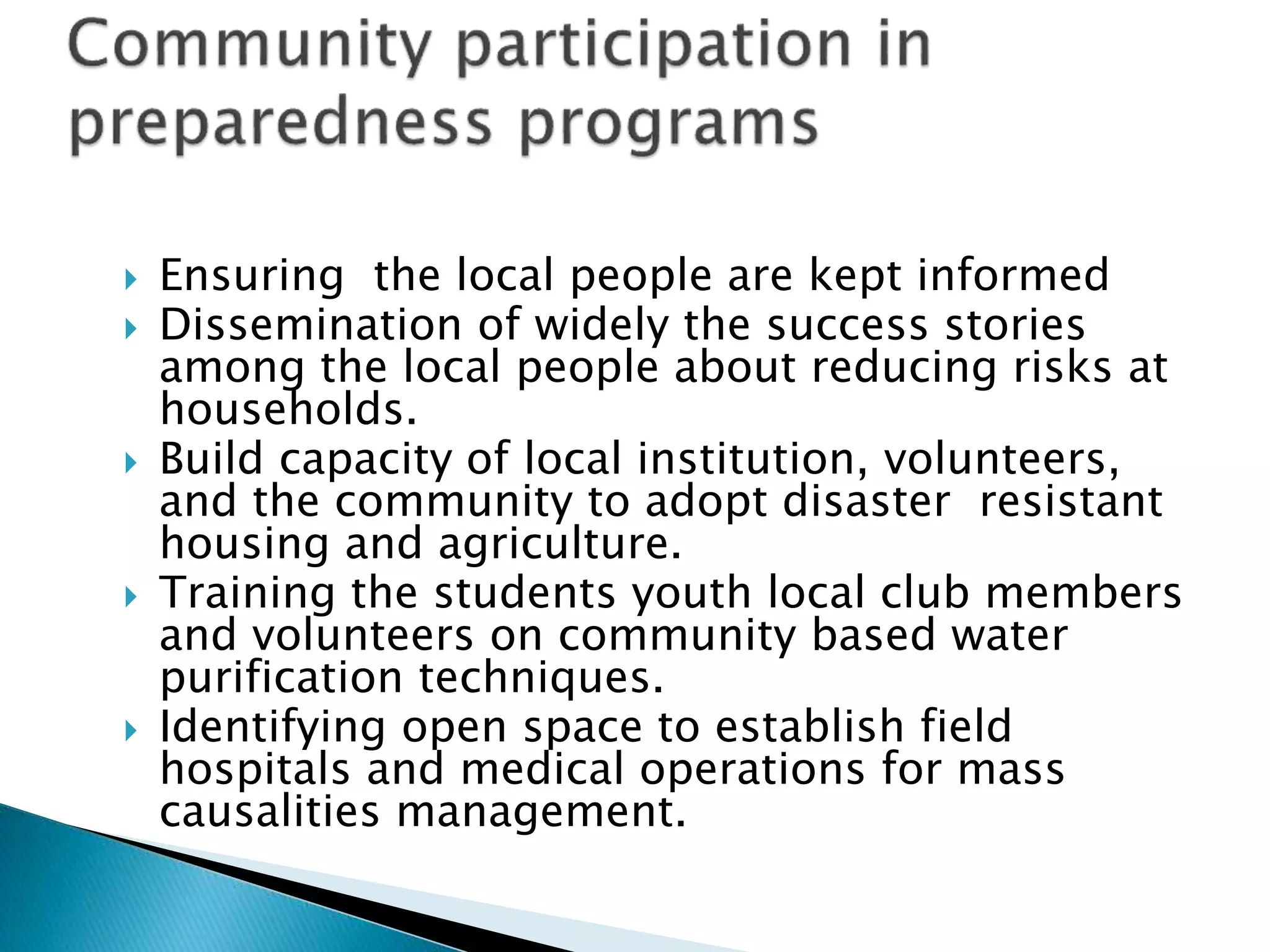 Disaster management through community participation | PPTX