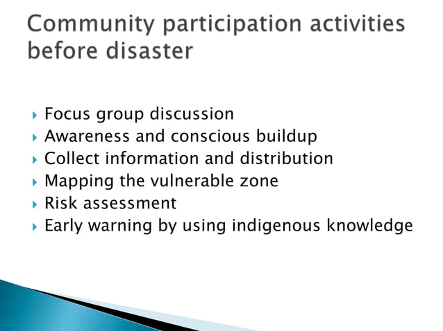 Disaster management through community participation | PPTX | Non-Profit ...