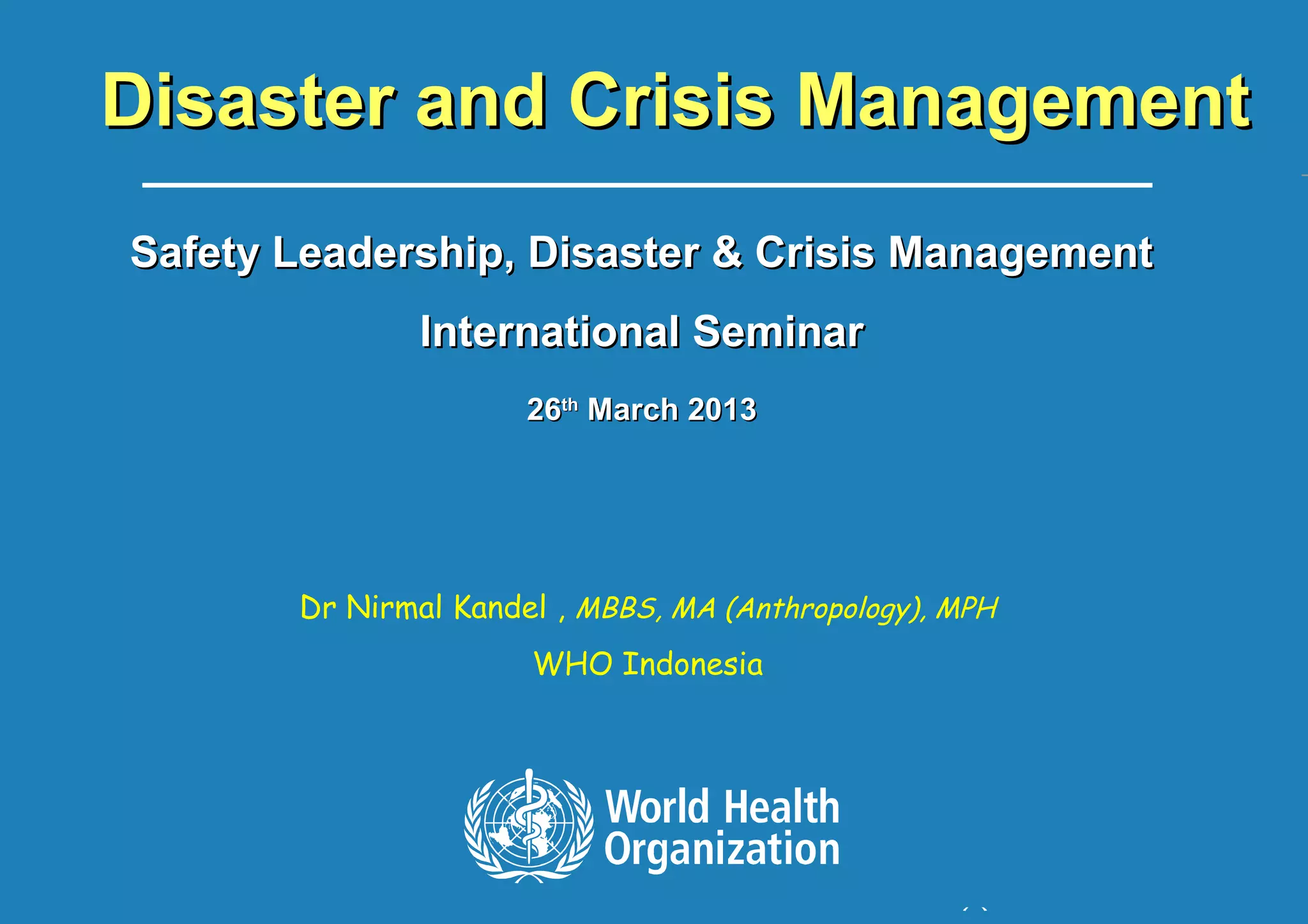 Disaster and Crisis Management | PPT