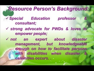 Disaster Management for PWDs & their Parents | PDF