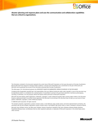 Disaster Planning and Response with Office 2007: Microsoft Corporation ...