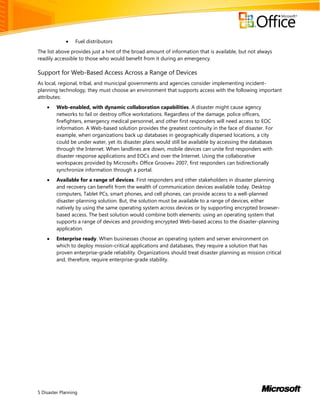 Disaster Planning and Response with Office 2007: Microsoft Corporation ...
