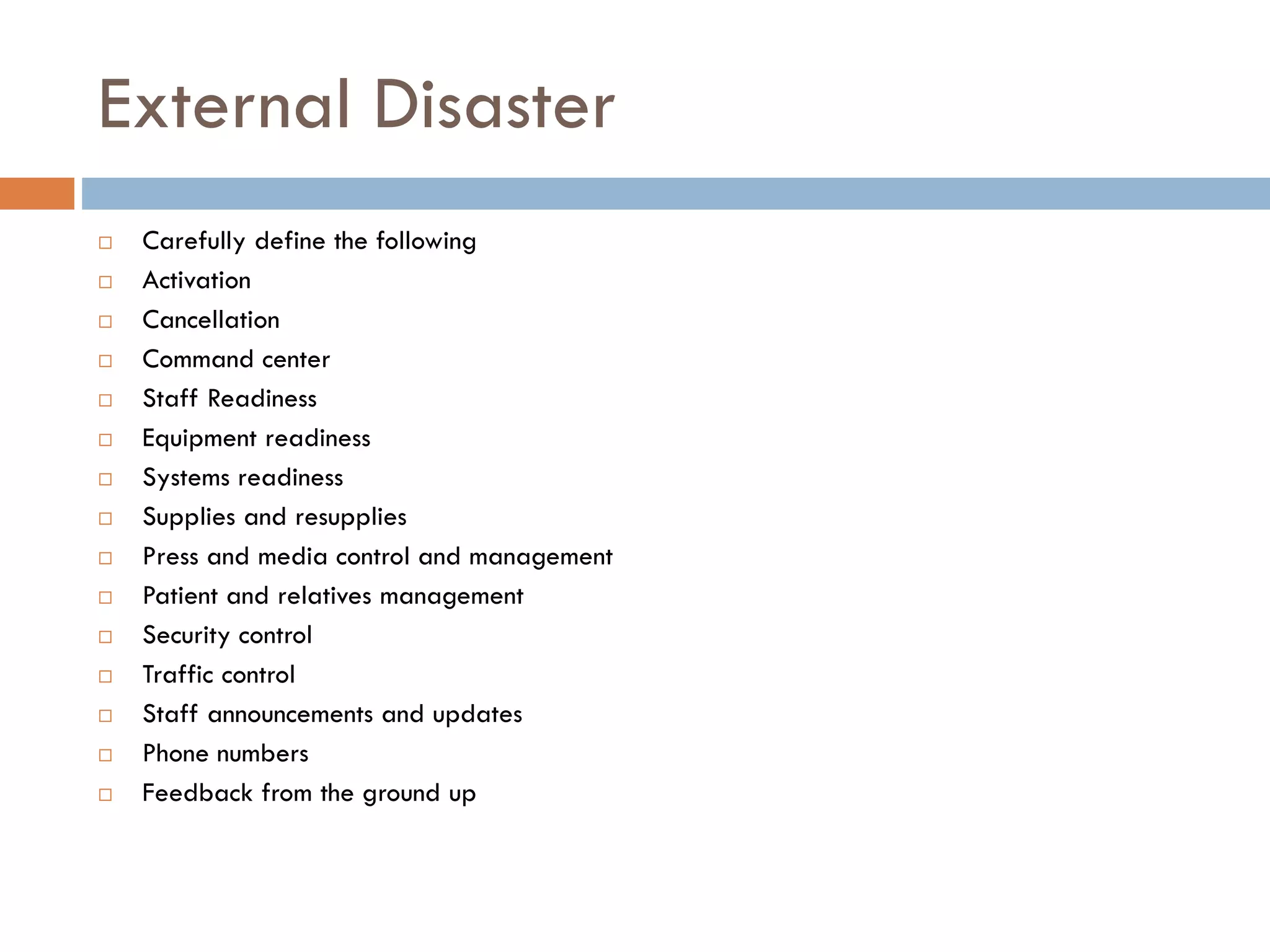 Disaster plans in hospitals and health care centers | PPTX