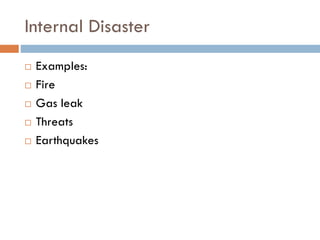 Disaster plans in hospitals and health care centers | PPTX