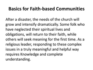 Disaster preparedness for the faith based community | PPTX