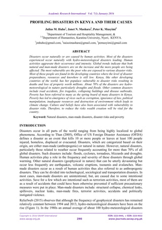 PROFILING DISASTERS IN KENYA AND THEIR CAUSES | PDF