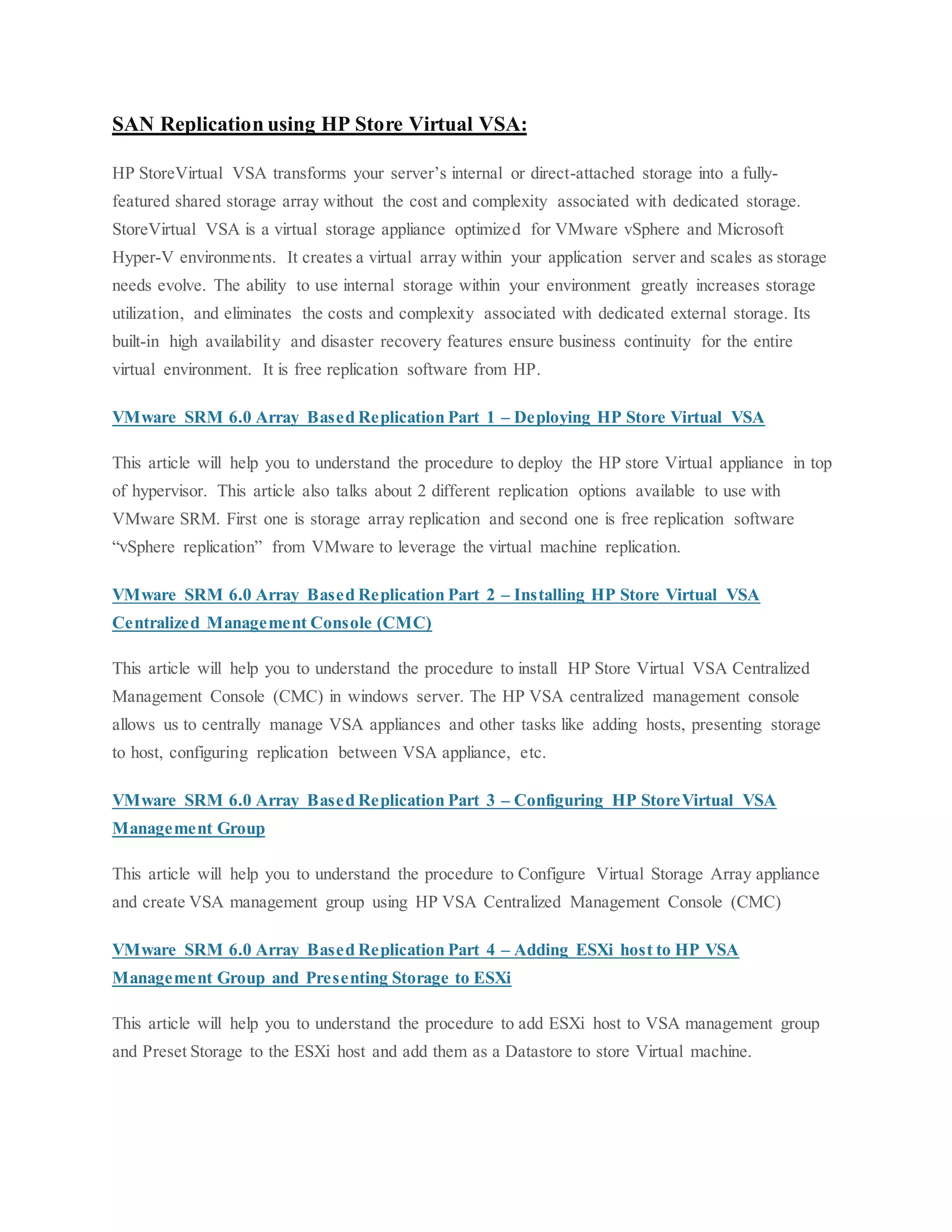 Disaster recovery and business continuity plan using VMware Site ...