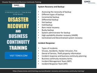 Disaster Recovery and Business Continuity Training : Tonex Training | PPTX