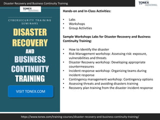 Disaster Recovery and Business Continuity Training : Tonex Training | PPTX