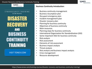 Disaster Recovery and Business Continuity Training : Tonex Training | PPTX