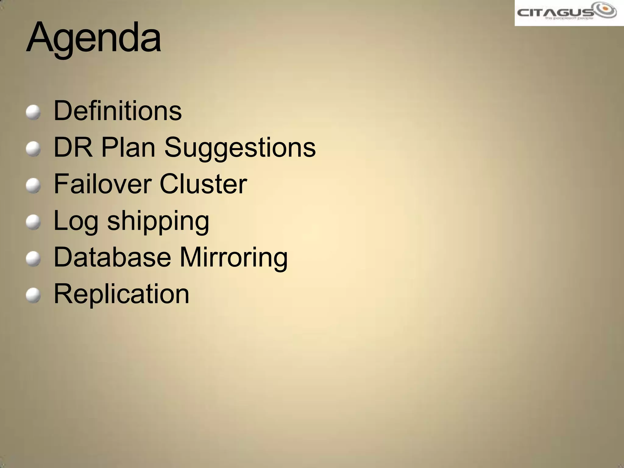 Disaster recovery in sql server | PPT