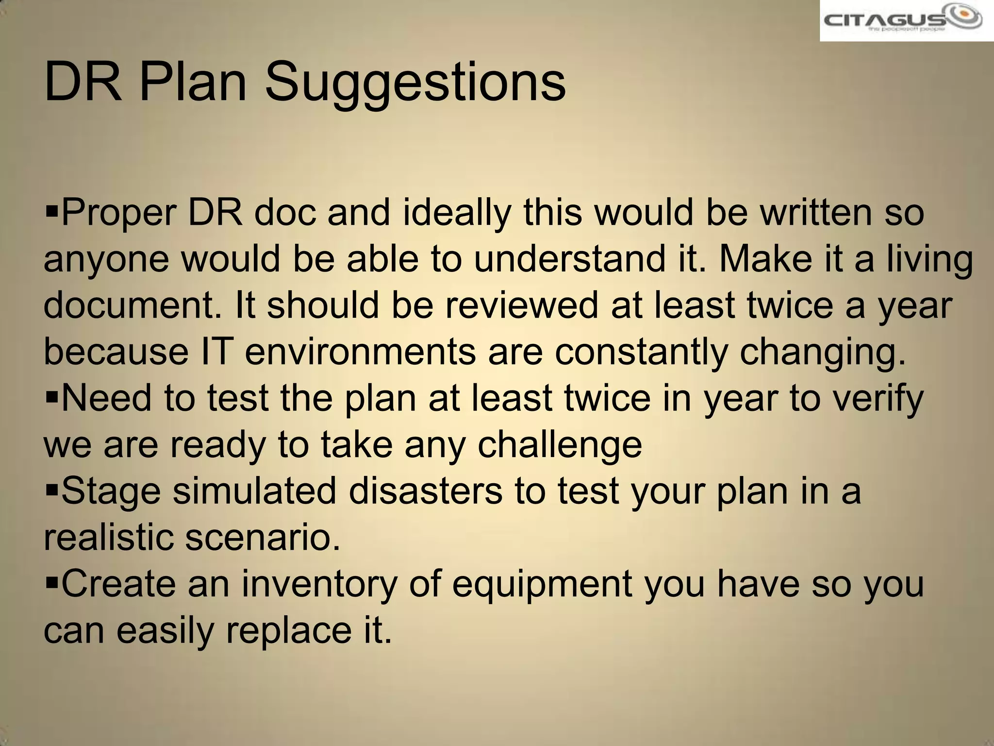 Disaster recovery in sql server | PPTX