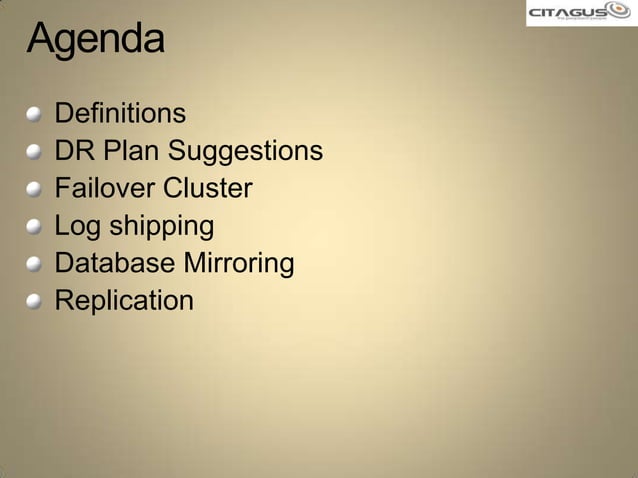 Disaster recovery in sql server | PPT