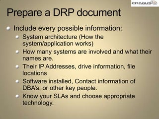 Disaster recovery in sql server | PPT