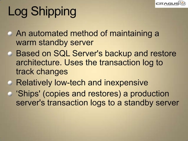 Disaster recovery in sql server | PPT