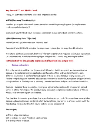 5 Essential Disaster Recovery (DR) Patterns for Cloud Applications | PDF