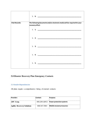 Disaster recovery plan sample 2 | DOCX