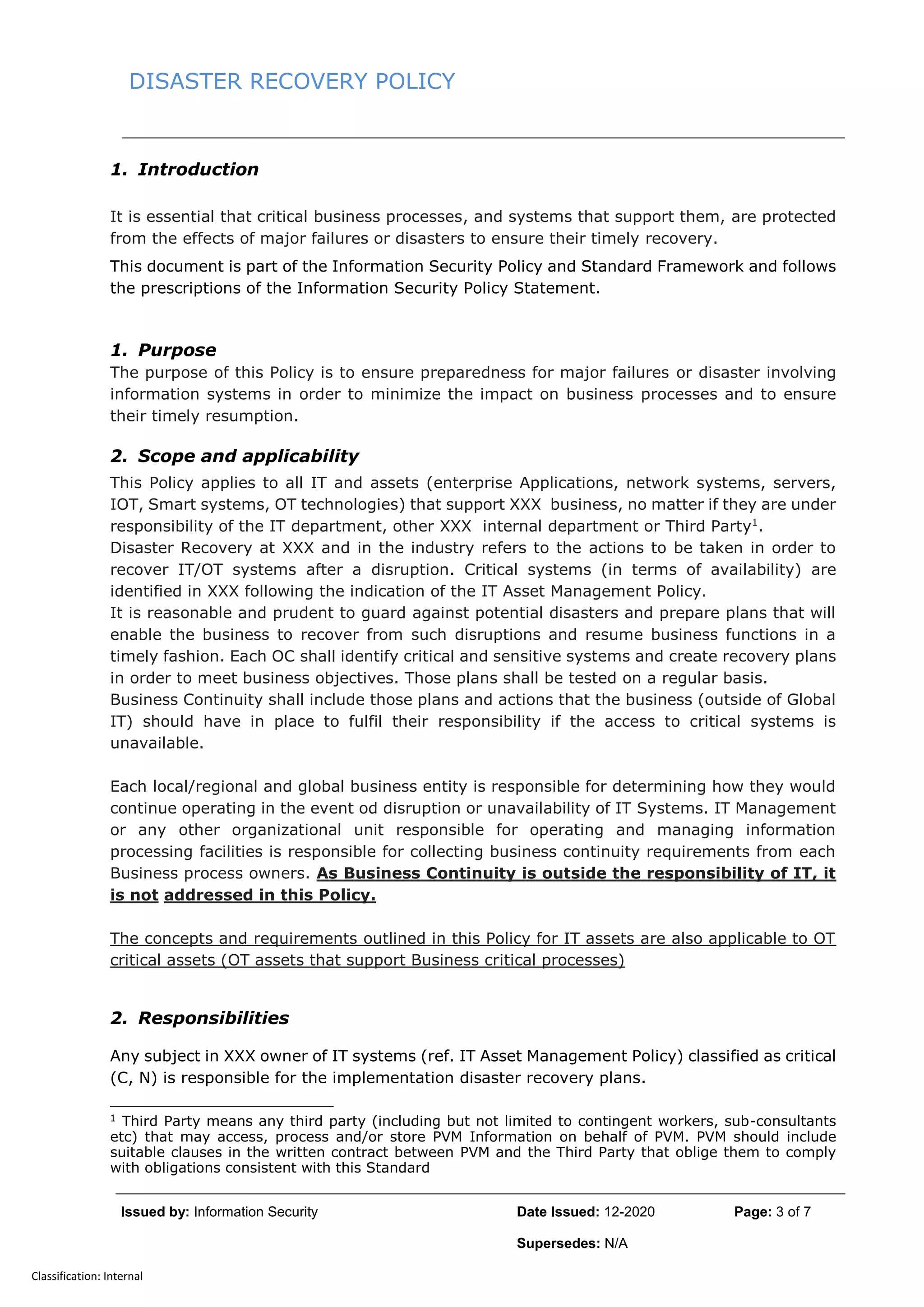 Disaster Recovery Policy .docx