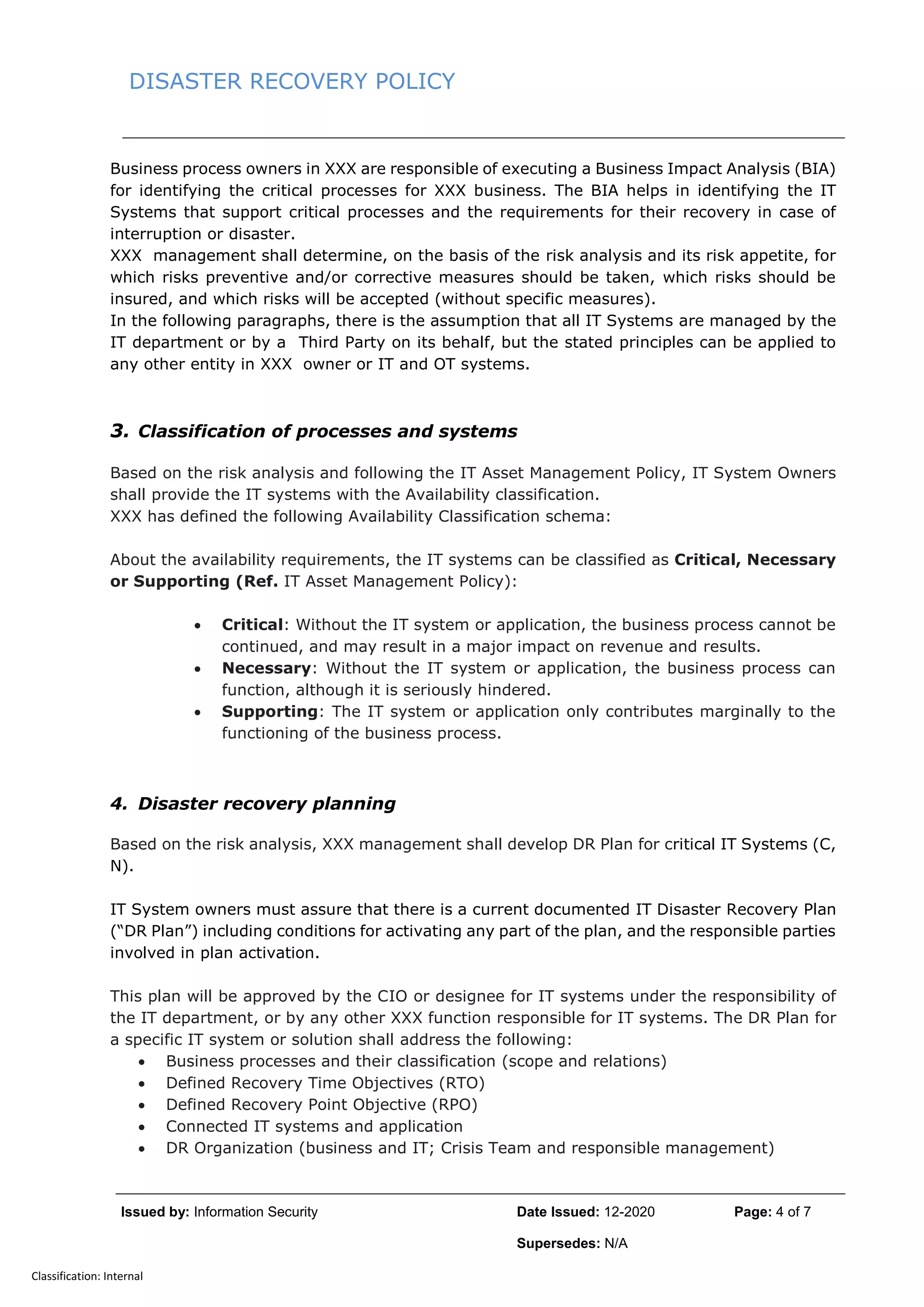 Disaster Recovery Policy .docx