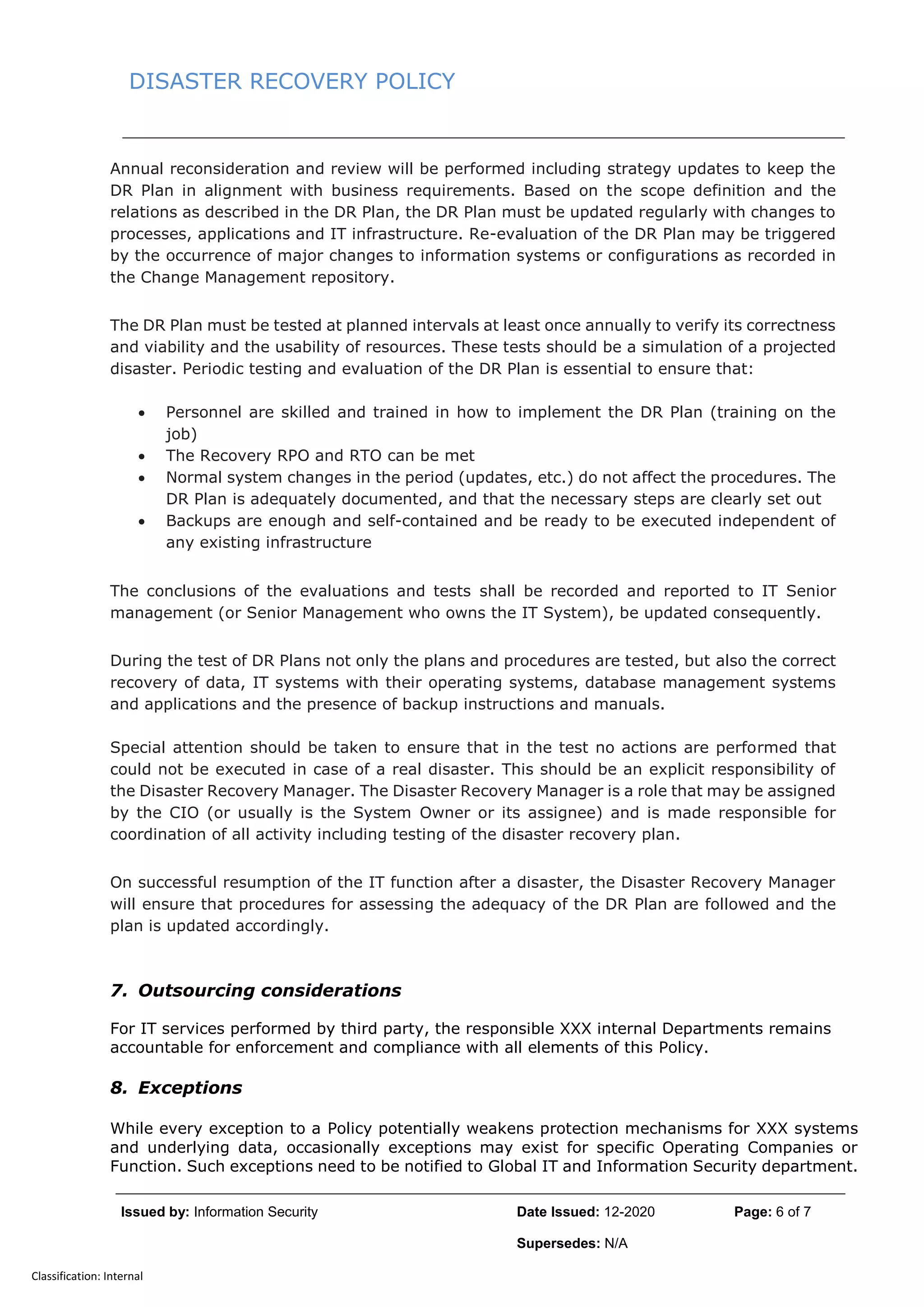 Disaster Recovery Policy .docx