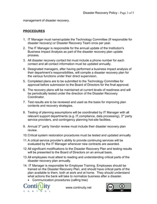 Disaster Recovery Policy | DOC