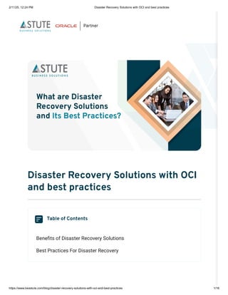 Disaster Recovery Solutions with OCI - Best Practices for Seamless Cloud Migration.pdf