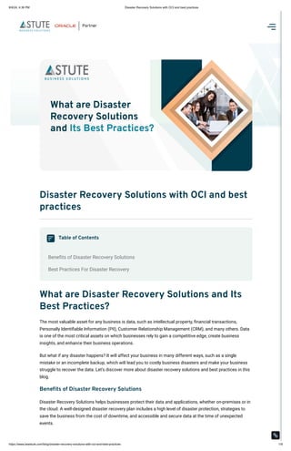 Disaster Recovery Solutions with OCI and best practices.pdf