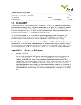 Disaster Recovery Status Report 22 Feb2012 | DOCX
