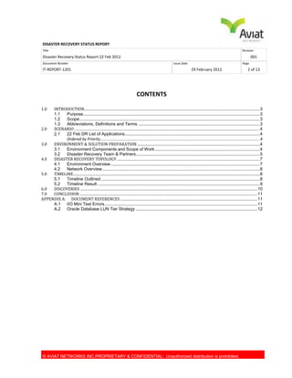 Disaster Recovery Status Report 22 Feb2012 | DOCX
