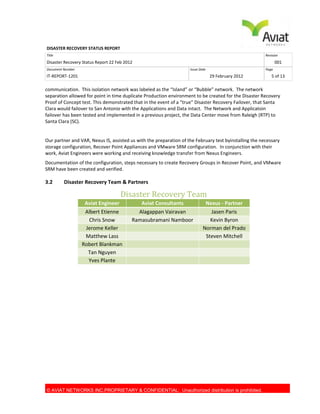 Disaster Recovery Status Report 22 Feb2012 | DOCX